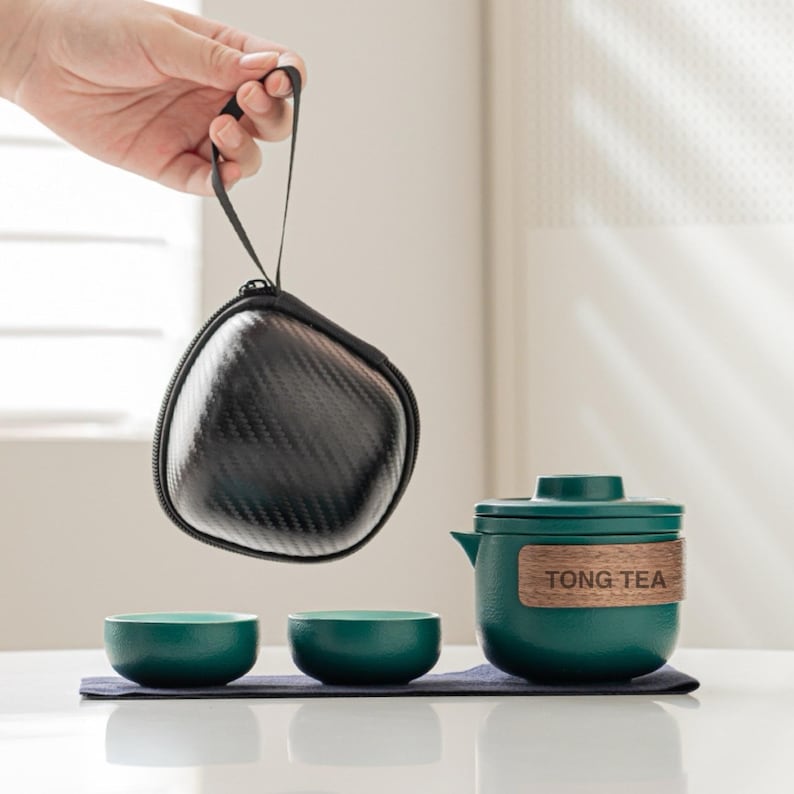 Portable Ceramic Chinese Gong Fu Tea Set With Travel Pouch - Etsy