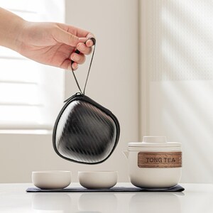 Portable Ceramic Chinese Gong Fu Tea Set With Travel Pouch - Etsy