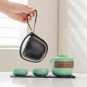 Portable Ceramic Chinese Gong Fu Tea Set With Travel Pouch - Etsy