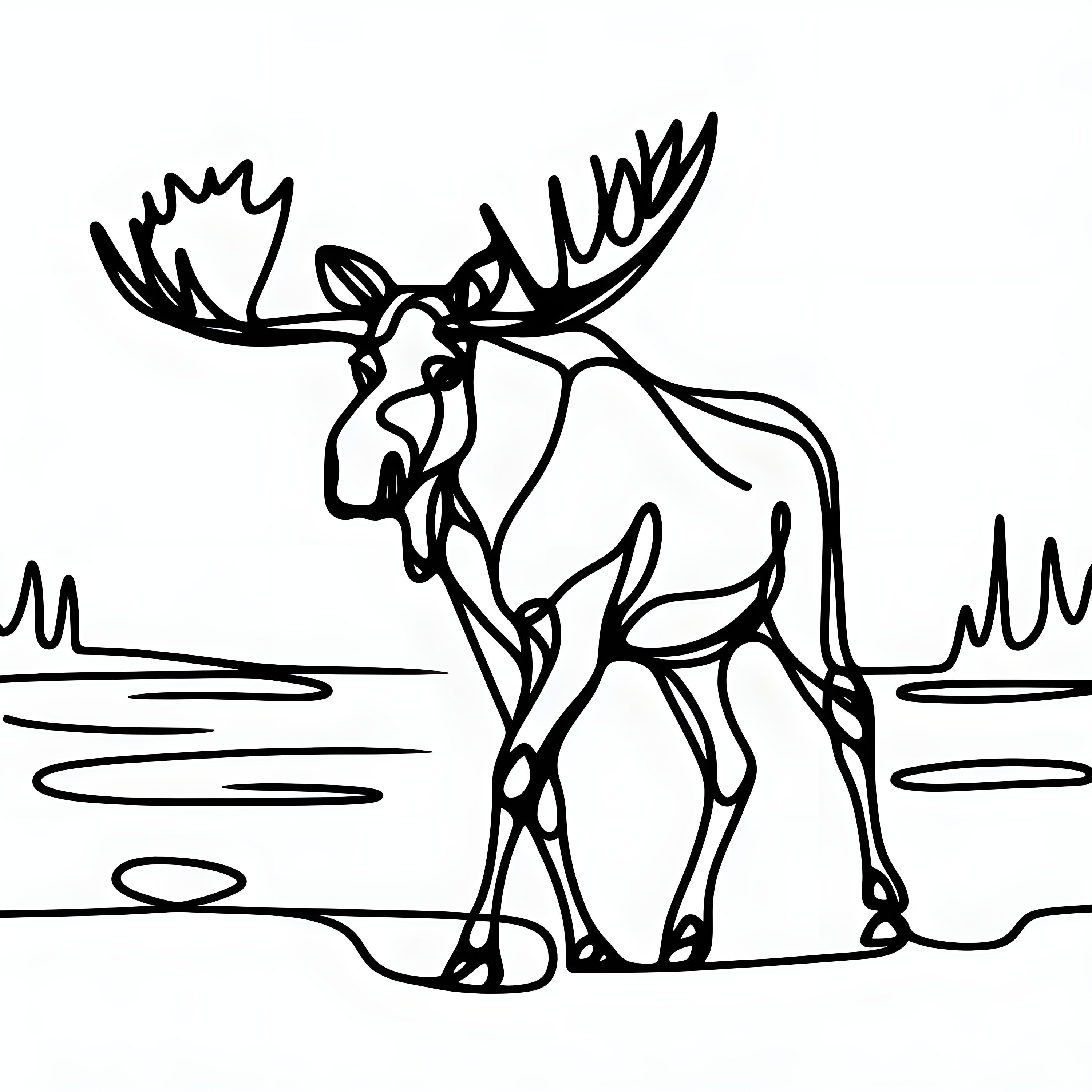 Majestic Moose Line Art Printable Digital Wall Art for Modern Home ...