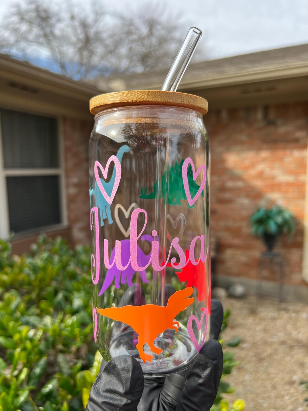 16oz Dinosaur Glass Cup - Etsy