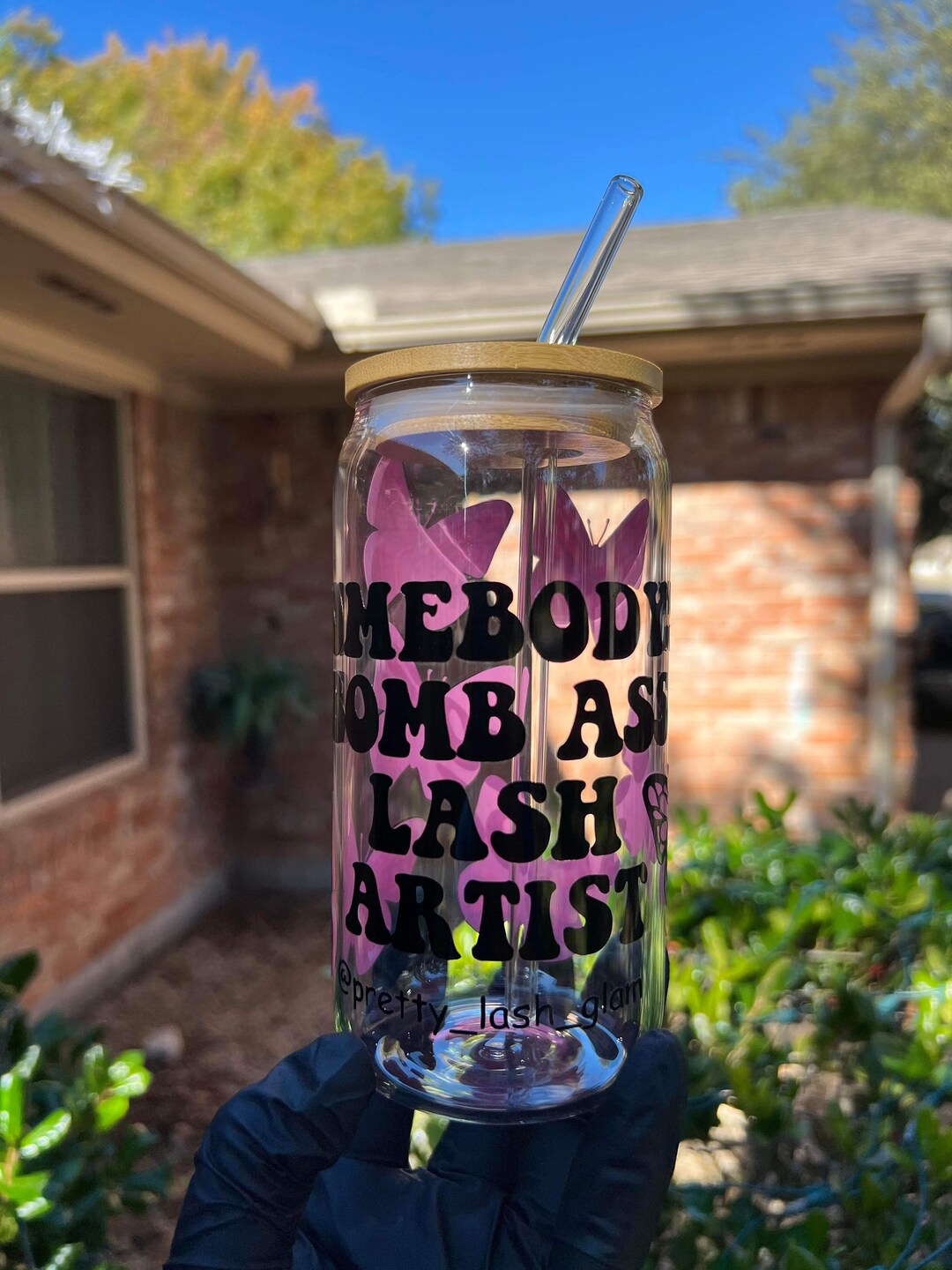 16oz Lash Tech Glass Cup - Etsy