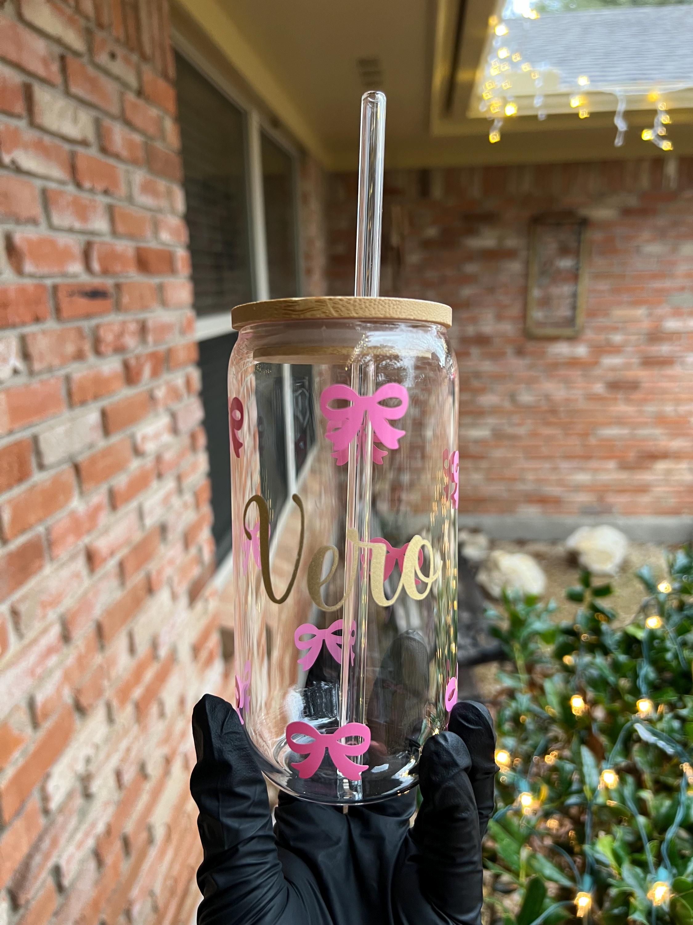 16oz Bows Glass Cup - Etsy