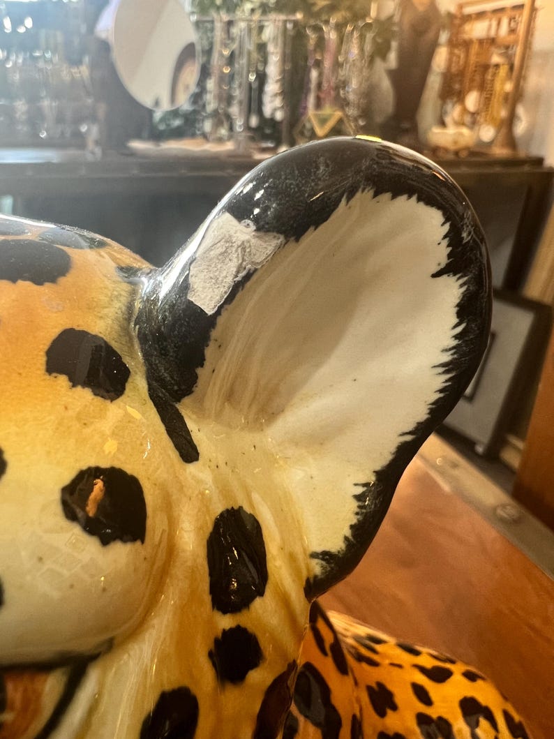 Vintage Ceramic Leopard Cub Statue - Etsy