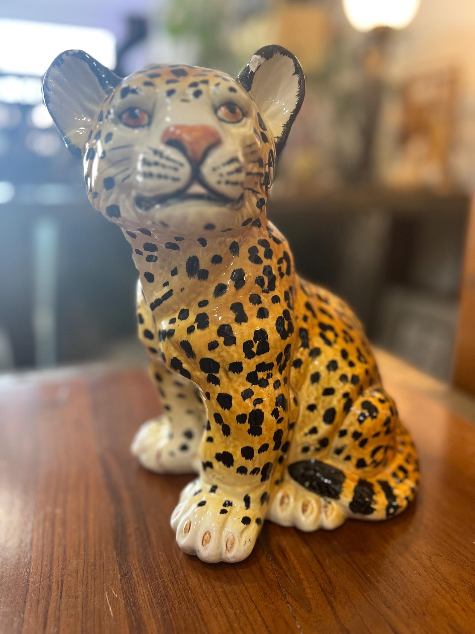 Vintage Ceramic Leopard Cub Statue - Etsy