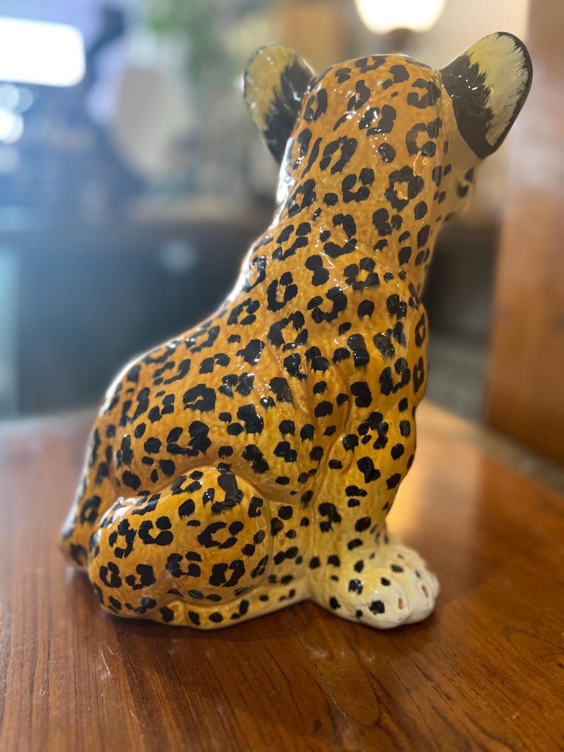 Vintage Ceramic Leopard Cub Statue - Etsy