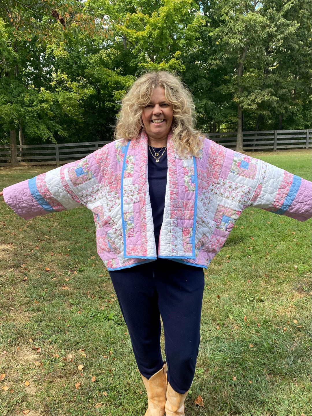 The Rebecca Coat in Pink Log Cabin Quilt - Etsy