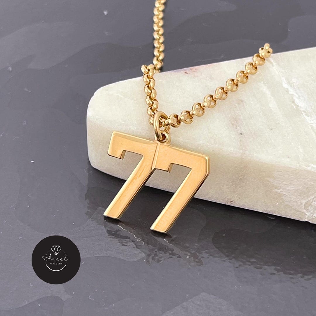 Sterling Silver Number Necklace - Custom Number Pendant With Rolo Chain ...