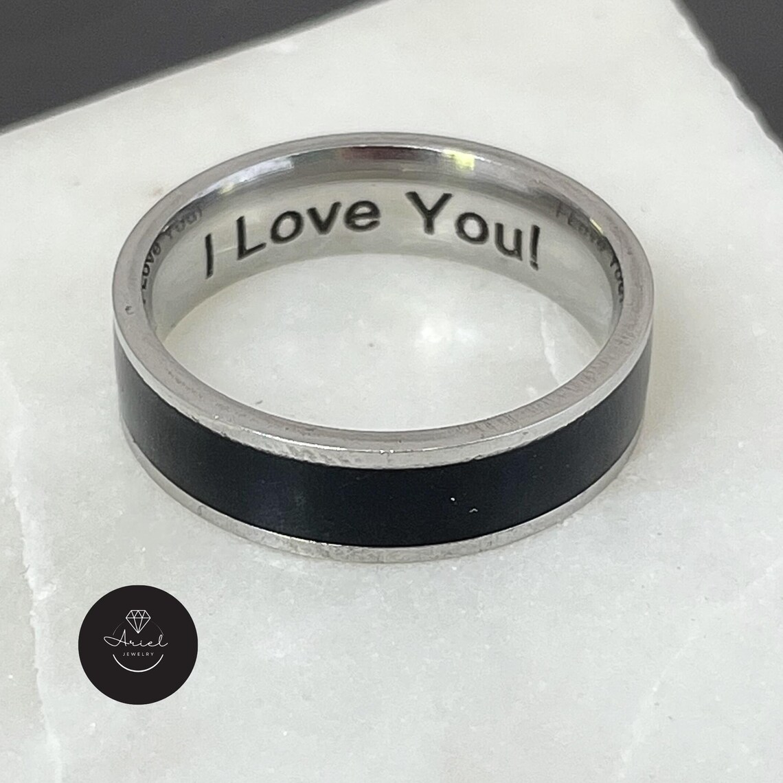Personalized Tungsten Ring - Engraved Band Ring With Secret Message - Etsy