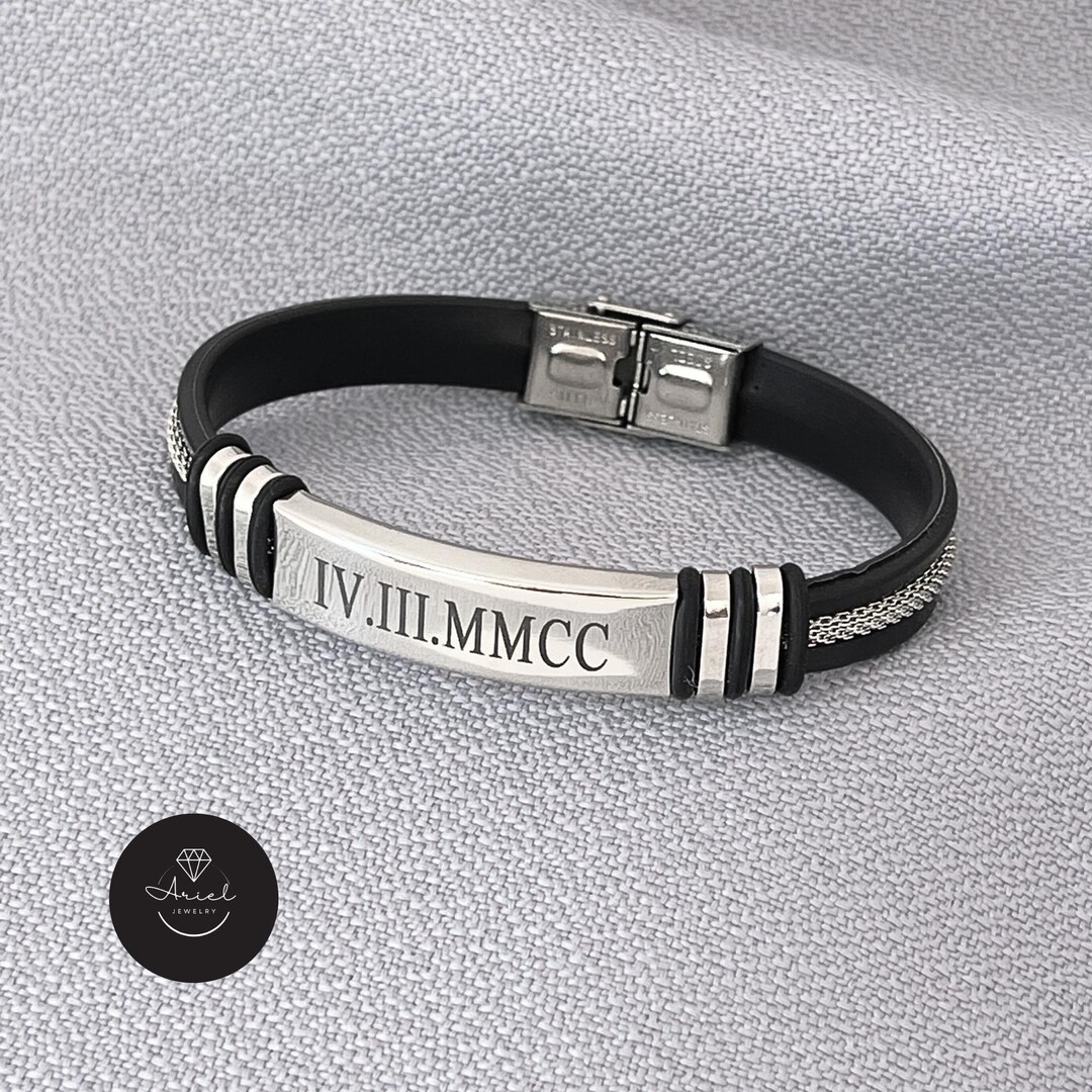 Personalized Silicone Bracelet With Engraved Steel Bar - Etsy
