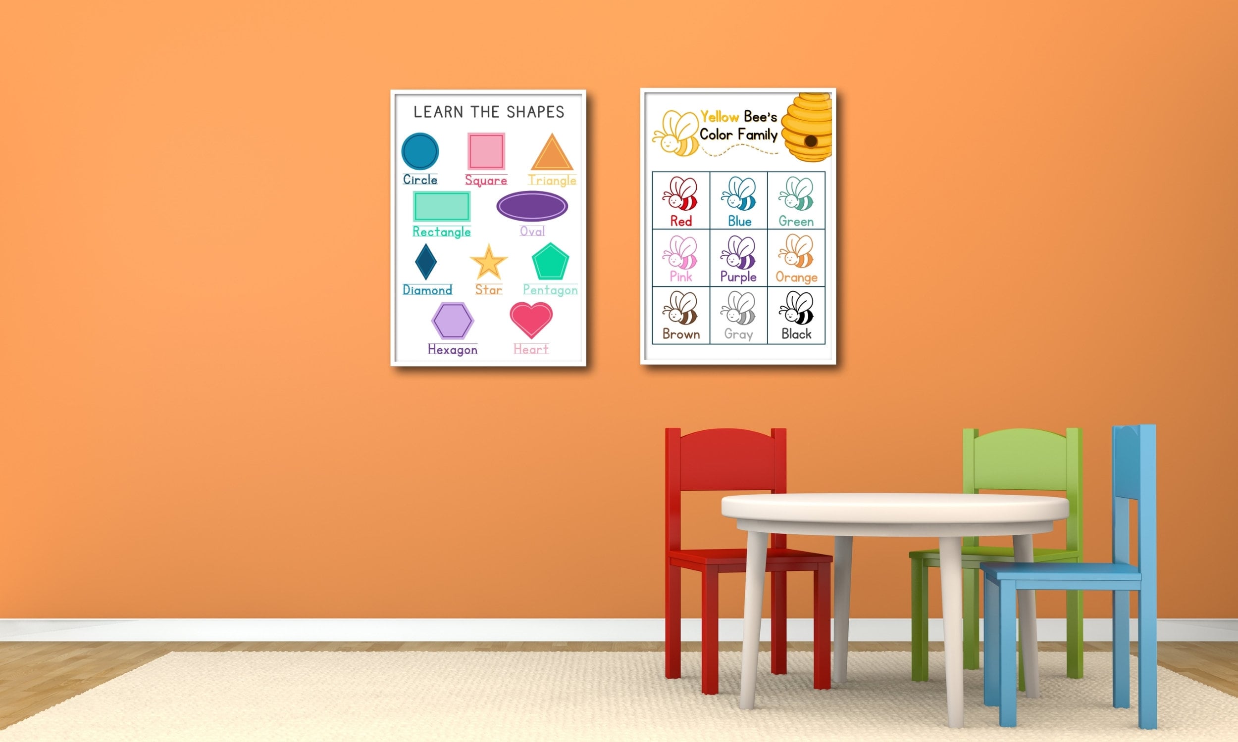 Colorful Shapes Learning Poster A Fun Visual Guide for Kids - Etsy