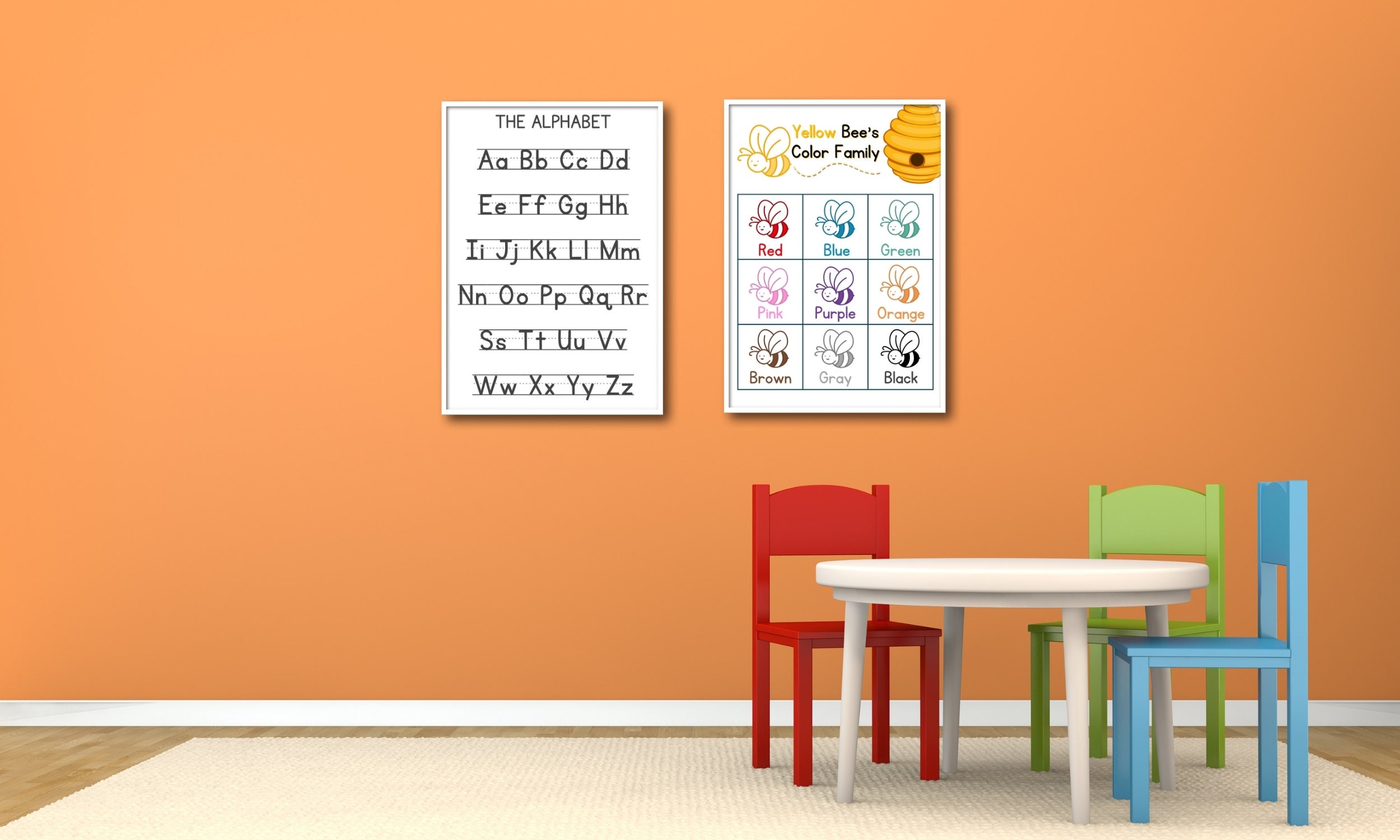 Bee-themed Color Learning Chart - Printable Color Recognition Poster ...