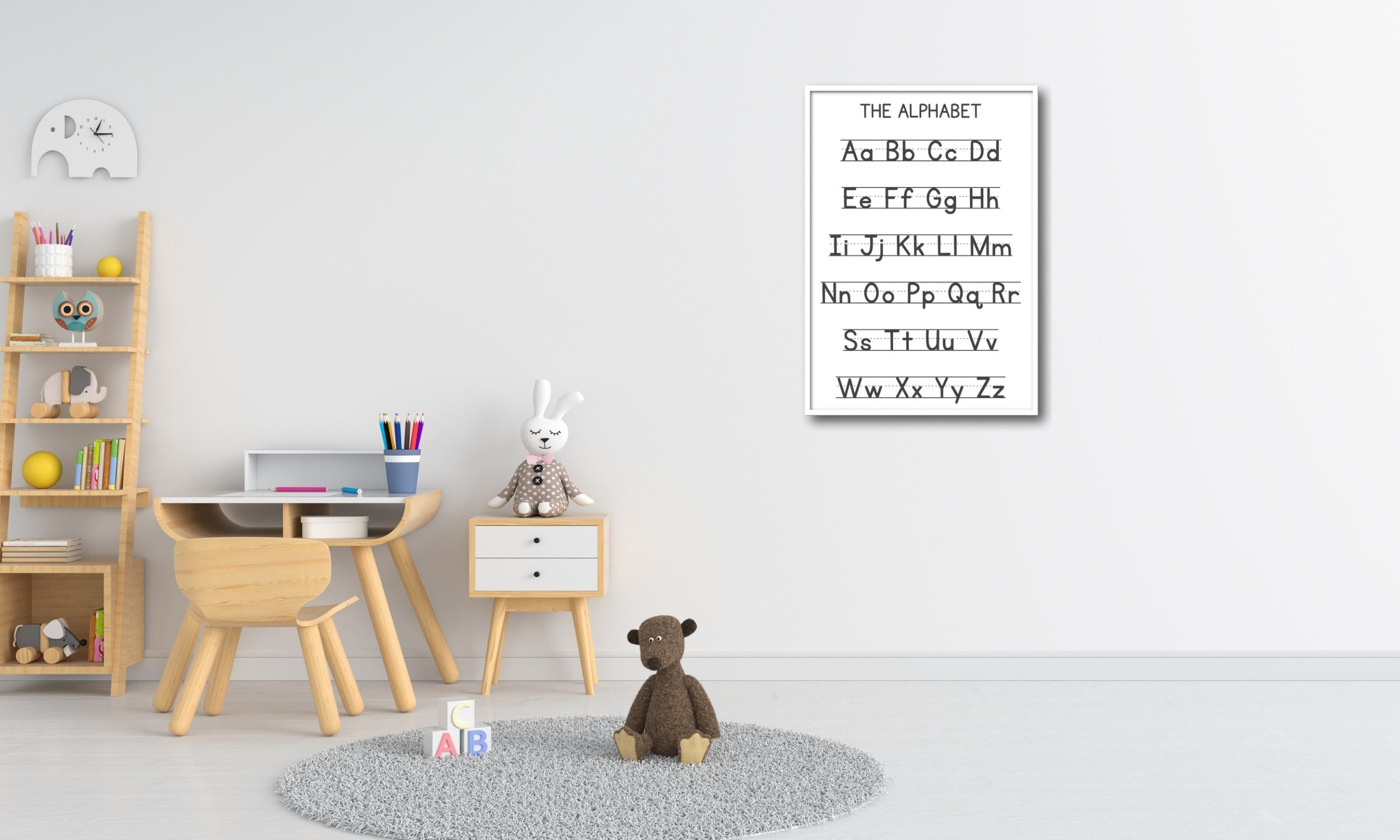 Monochrome Alphabet Poster - Printable Black & White ABC Wall Art for ...