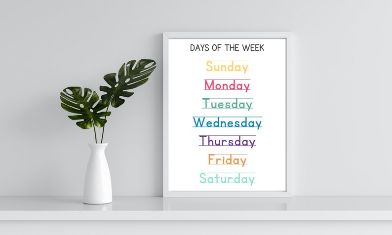 Rainbow Days of the Week Chart - Brighten up Learning Every Day - Etsy