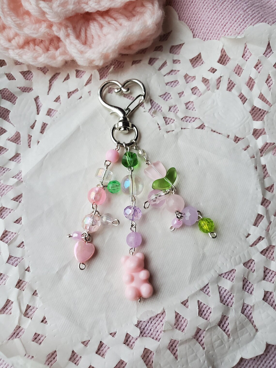 Kawaii Colorful Pastel Beaded Gummy Bear Cluster Keychain - Etsy