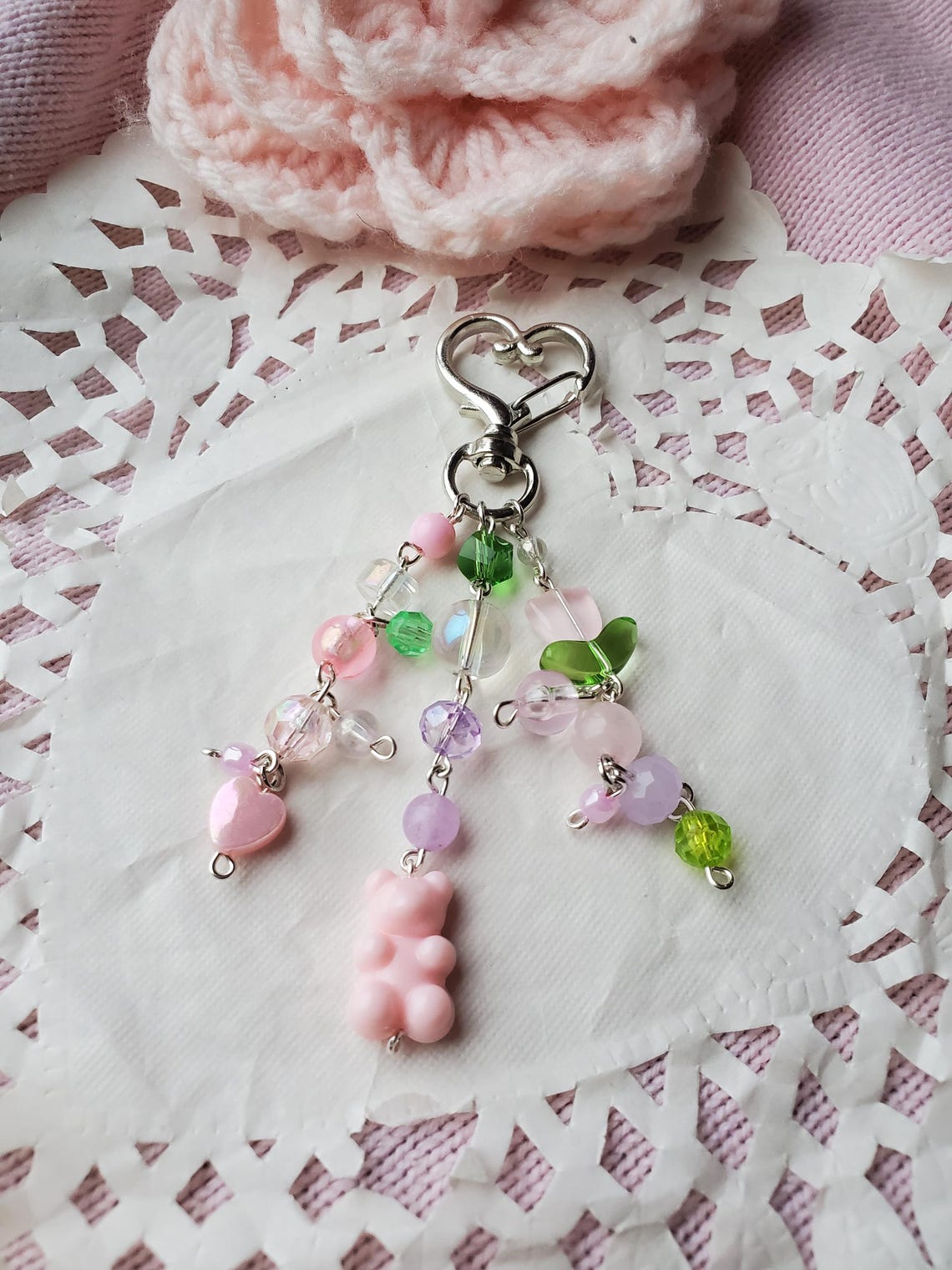 Kawaii Colorful Pastel Beaded Gummy Bear Cluster Keychain - Etsy