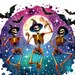 Starry Night Dancing Skeleton PNG Flying Bat Clipart Watercolor ...