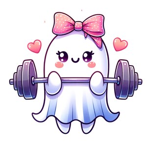 Cute Ghost Weightlifting PNG Gym Tshirt Sublimation Design Watercolor ...