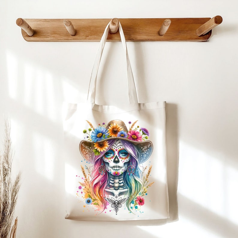 Sugar Skull Woman PNG, Woman Skeleton Wildflower Sublimation Design ...