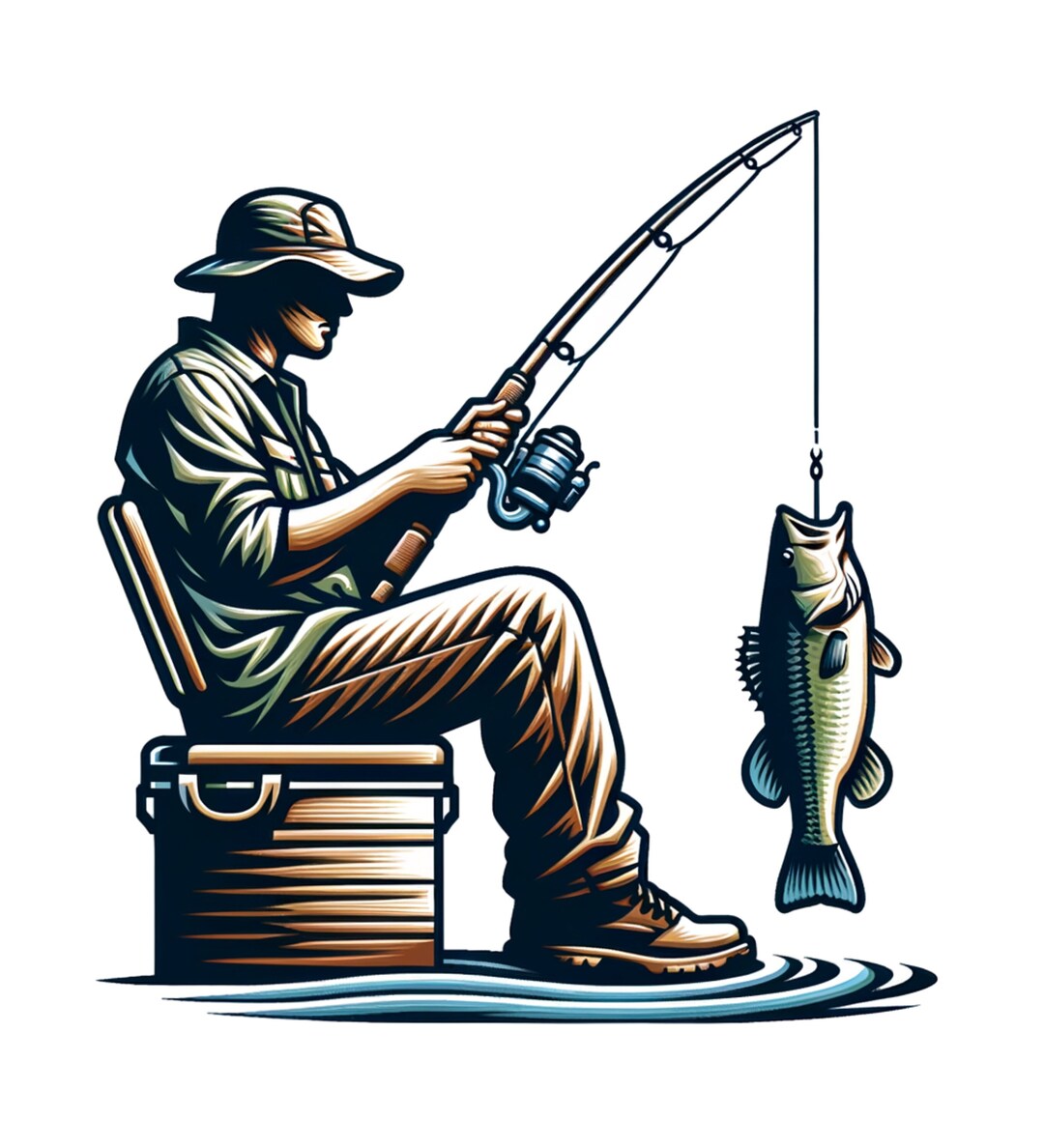 Bass Fishing Cartoon SVG Boys Fishing, Bass Graphic, Bass Fish PNG File ...