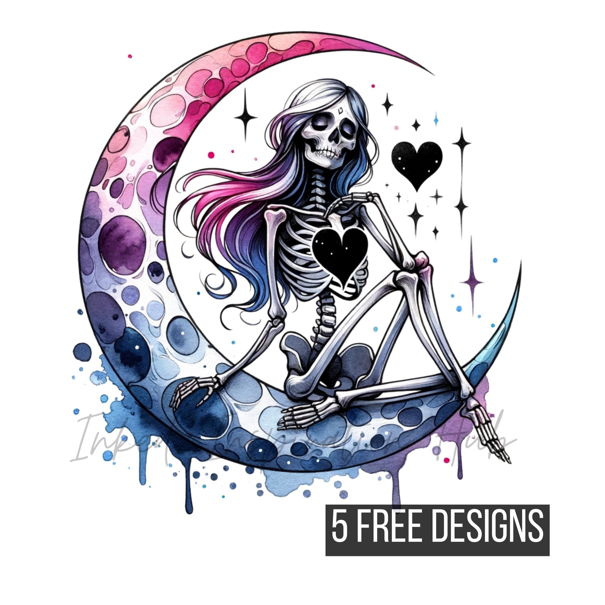 Crescent Moon Skeleton Woman PNG Sublimation Design Trendy Mom T-shirt ...