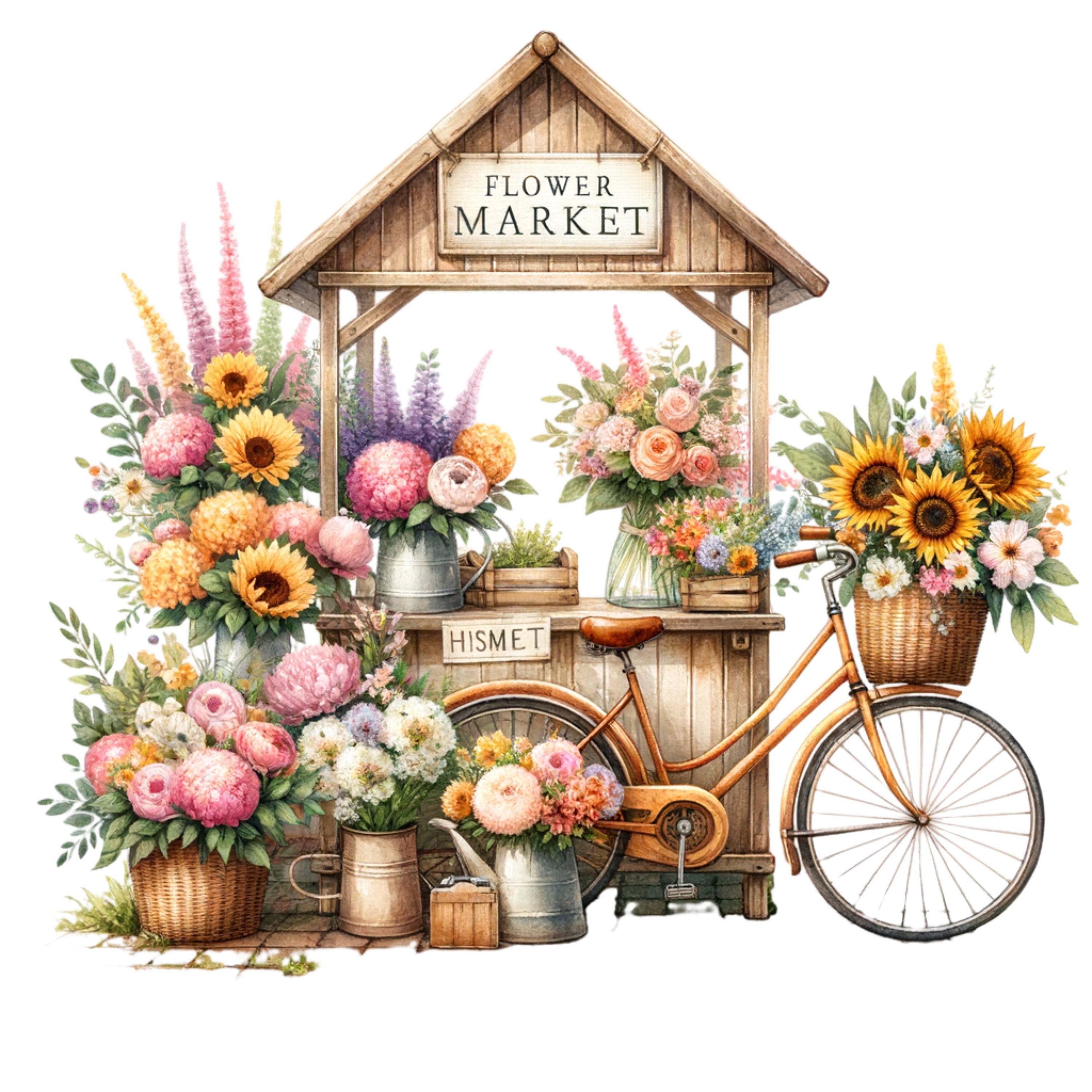 Cottagecore Floral Bouquet PNG Clipart Bundle 14PC Flower Market SVG ...