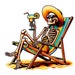 Funny Beach Skeleton Drinking PNG Sticker Design Tote Bag Sublimation ...