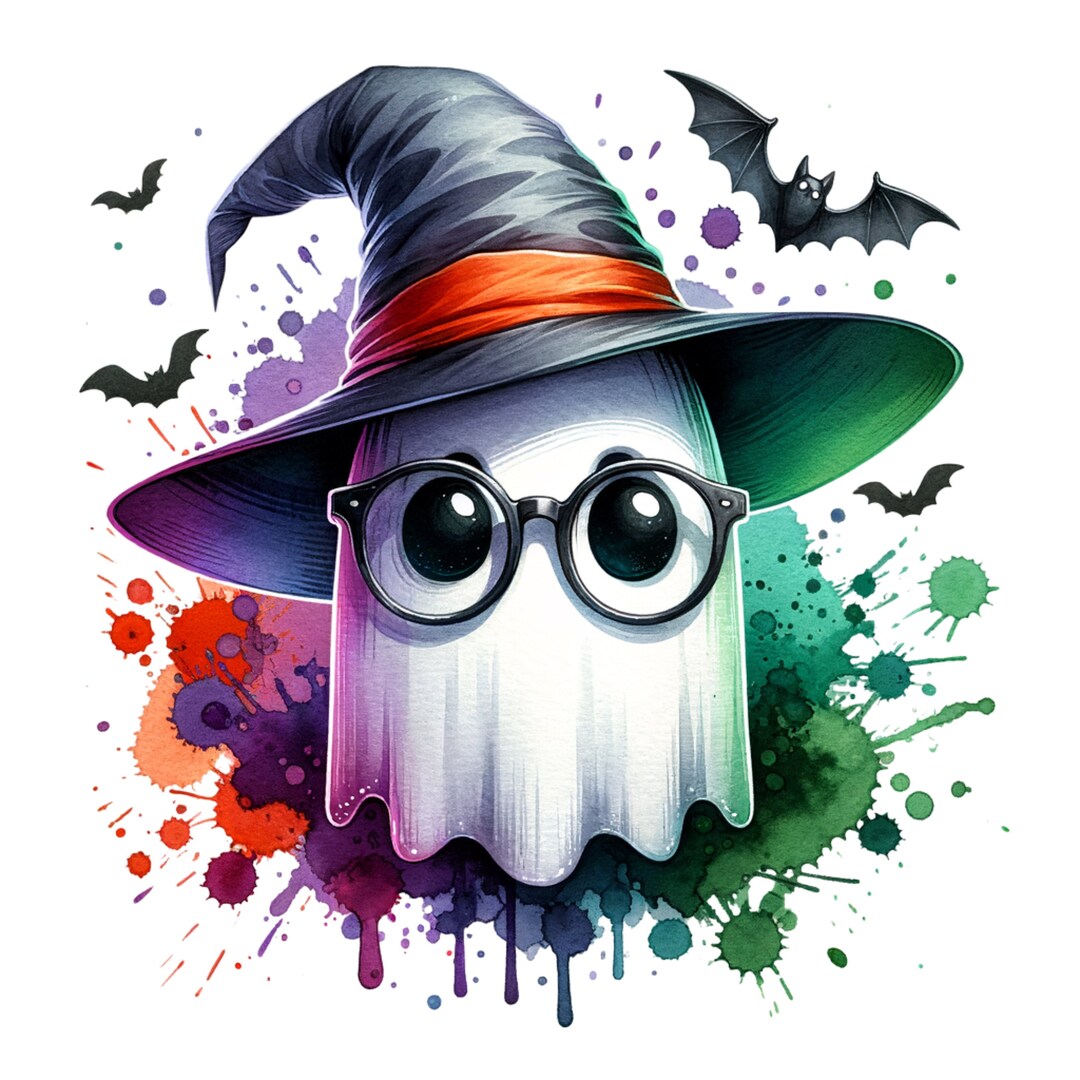 Ghost Witch Hat Halloween SVG PNG Clipart Sublimation Design Halloween ...