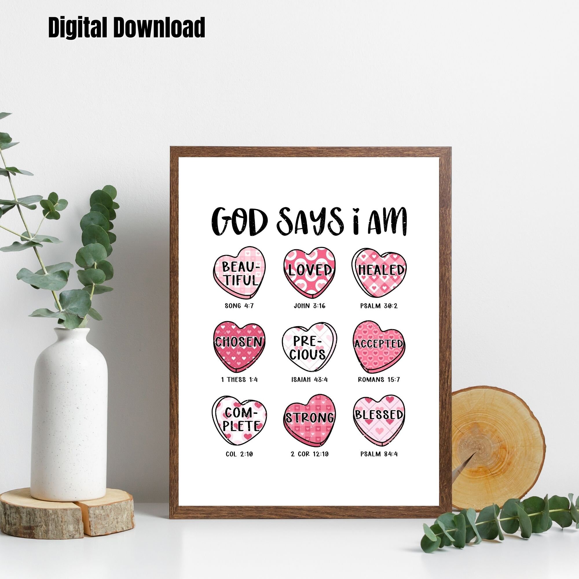 God Says I Am Wall Art. Valentines Day Printable, Valentines Day Gift ...