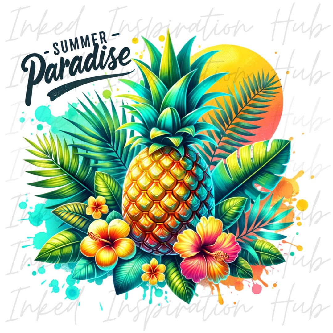 Tropical Pineapple Summer Paradise Clipart PNG Digital Download Tote ...