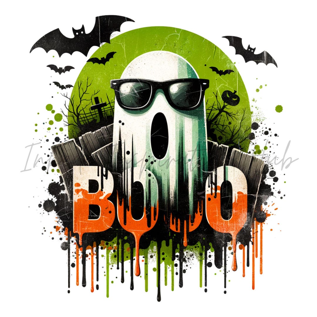 Boo Ghost PNG Spooky Watercolor Halloween Clipart for Sublimation ...