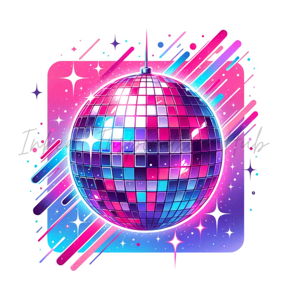 Disco Ball PNG Watercolor Disco Party PNG Sublimation Design Digital ...