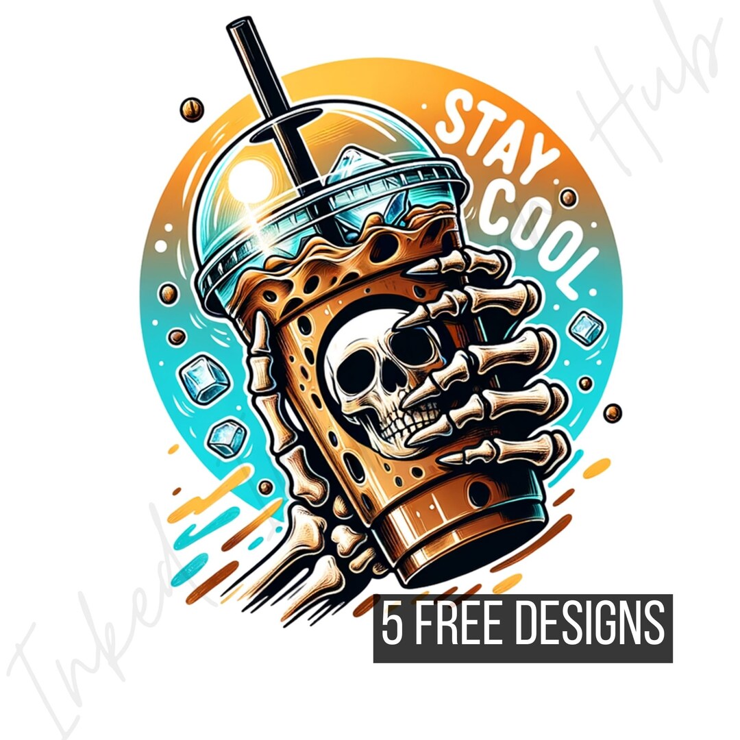 Edgy Iced Coffee Skeleton Hand Stay Cool Summer Shirt Sublimation ...
