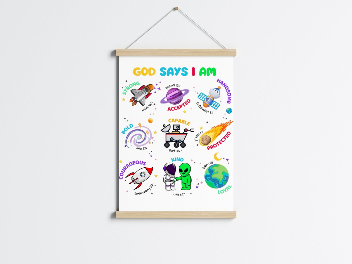 God Says I Am Astronaut Boy Affirmation PNG Christian Wall Art Shirt ...