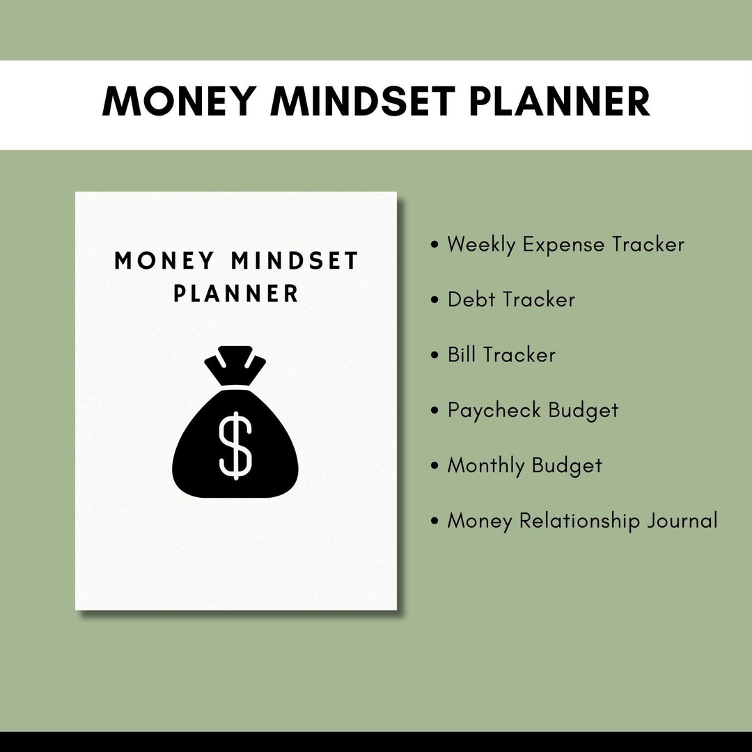 Money Mindset Planner, Debt Tracker, Bill Tracker, Monthly Income ...
