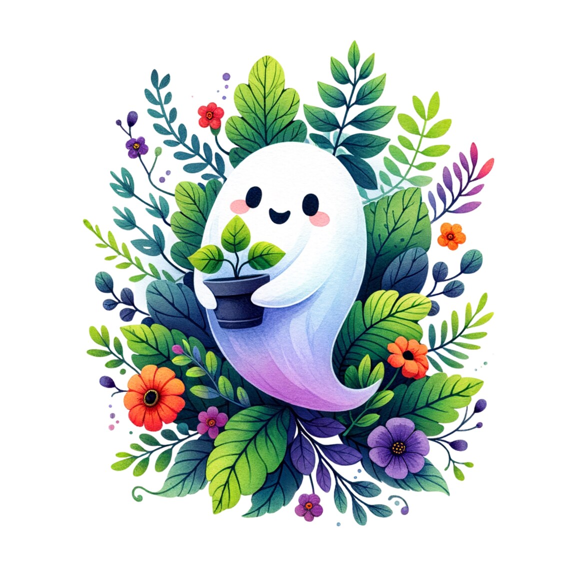 Halloween Ghost Plant SVG PNG Clipart Potted Plant Sublimation Design ...