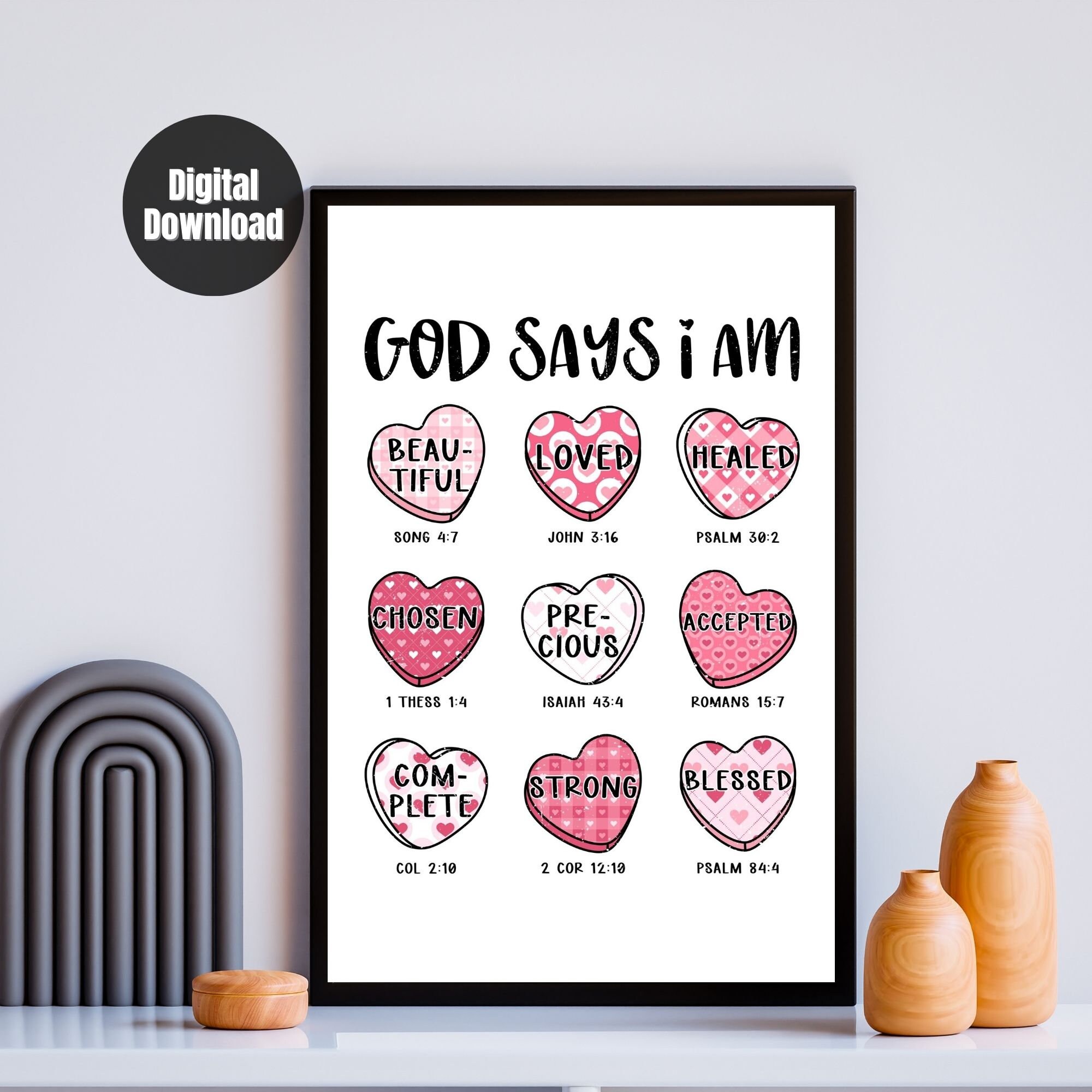 God Says I Am Wall Art. Valentines Day Printable, Valentines Day Gift ...