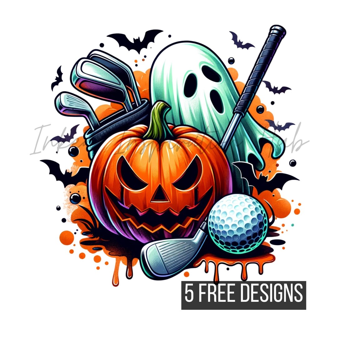 Halloween Golf Skeleton PNG Spooky Fall Golfing Dad Shirt Design ...
