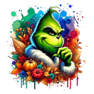 Fall Grin Pumpkin Autumn PNG Watercolor Thanksgiving Sublimation Design ...