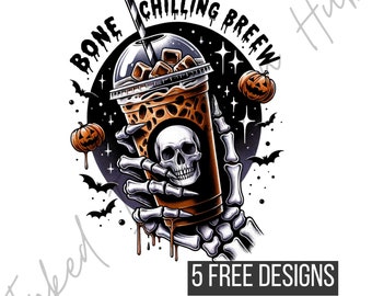Halloween Skeleton Iced Coffee PNG Spooky Season Skeleton Bones ...