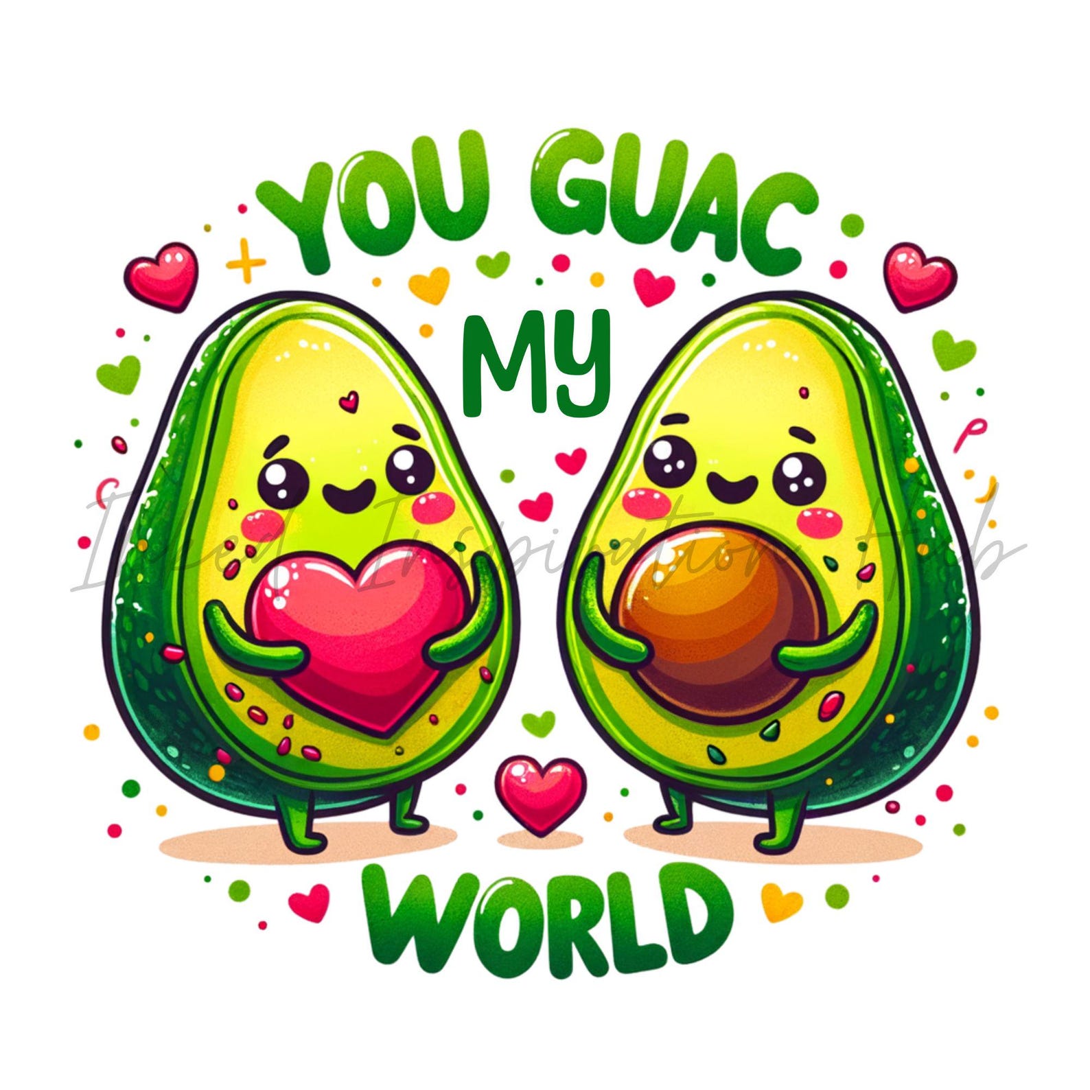 You Guac My World PNG Valentines Day Retro Watercolor Sublimation ...