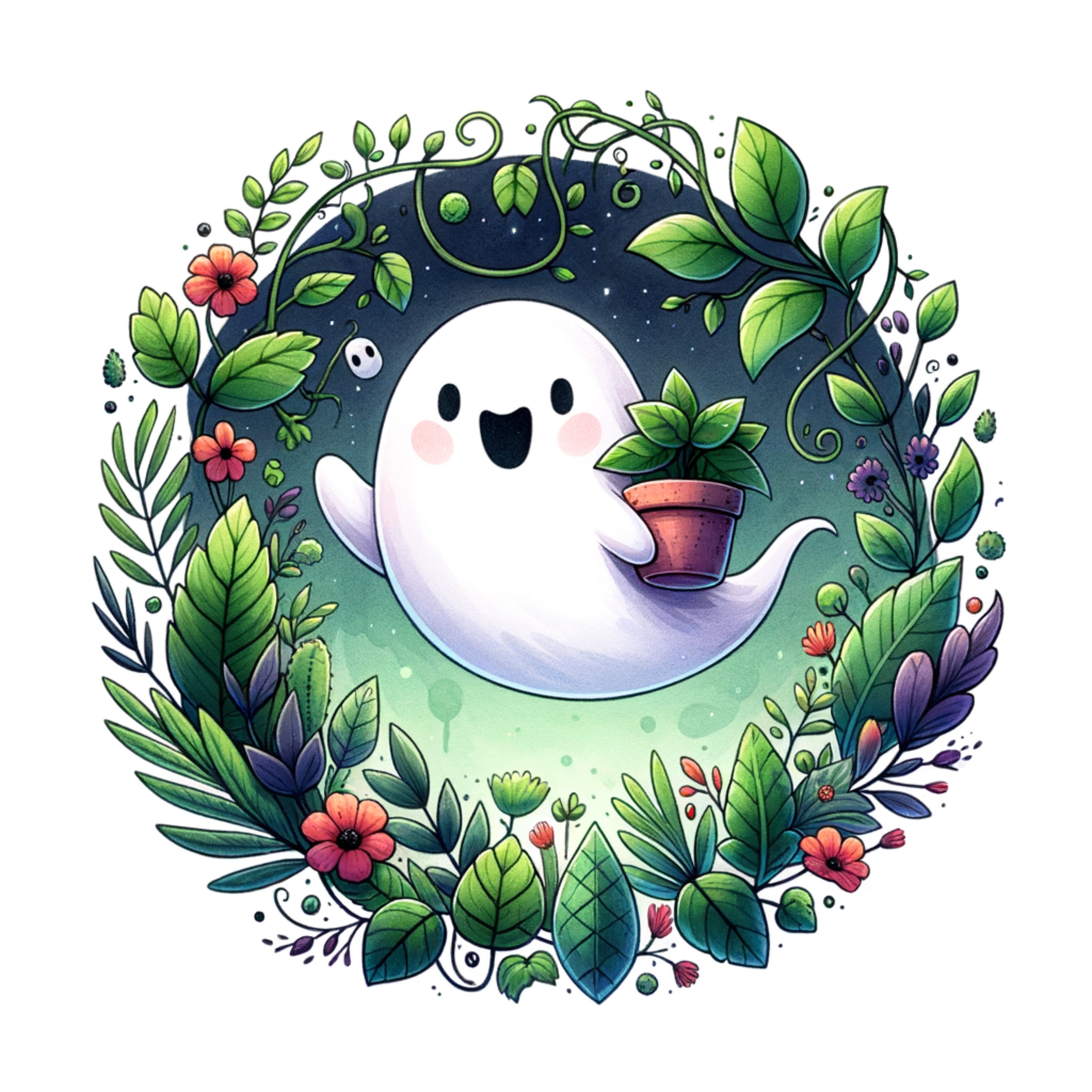 Halloween Ghost Plant SVG PNG Clipart Potted Plant Sublimation Design ...