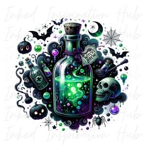 Halloween Potion Bottle Spooky Clipart PNG SVG 6PC Bundle Digital ...