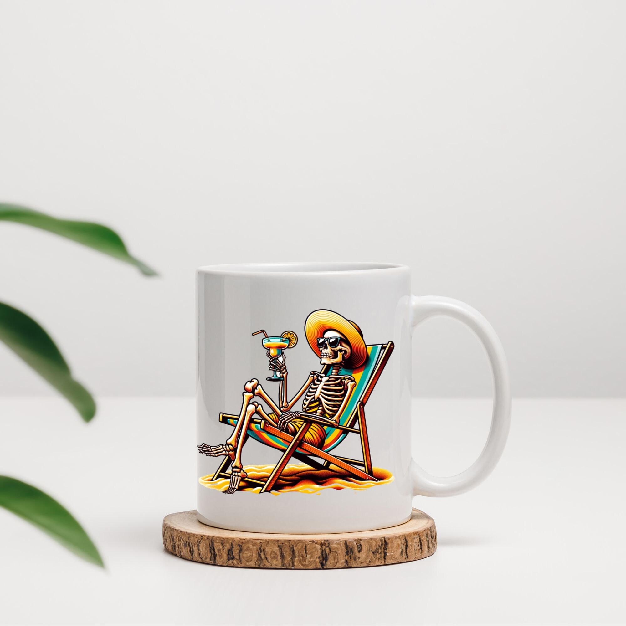 Funny Beach Skeleton Drinking PNG Sticker Design Tote Bag Sublimation ...