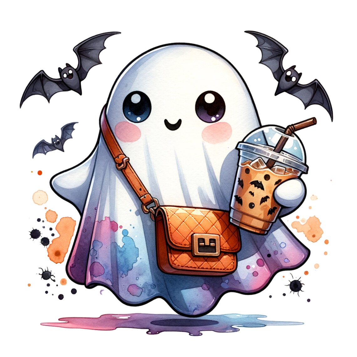 Cute Ghost SVG, PNG Clipart, Iced Coffee Sublimation Design, Halloween ...