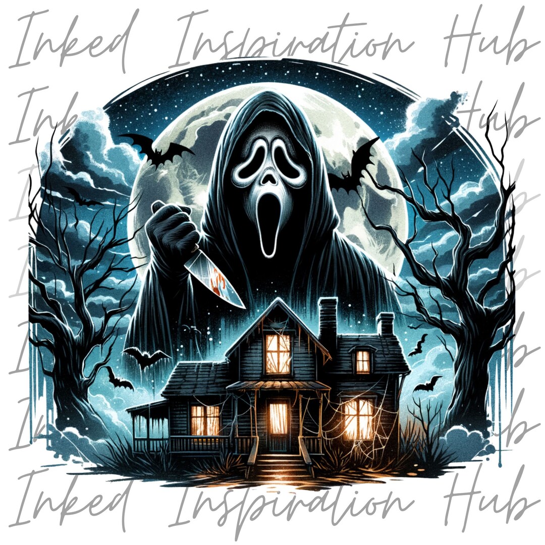 Horror Movie Halloween Clipart Premade Shirt Design Watercolor Ghost ...