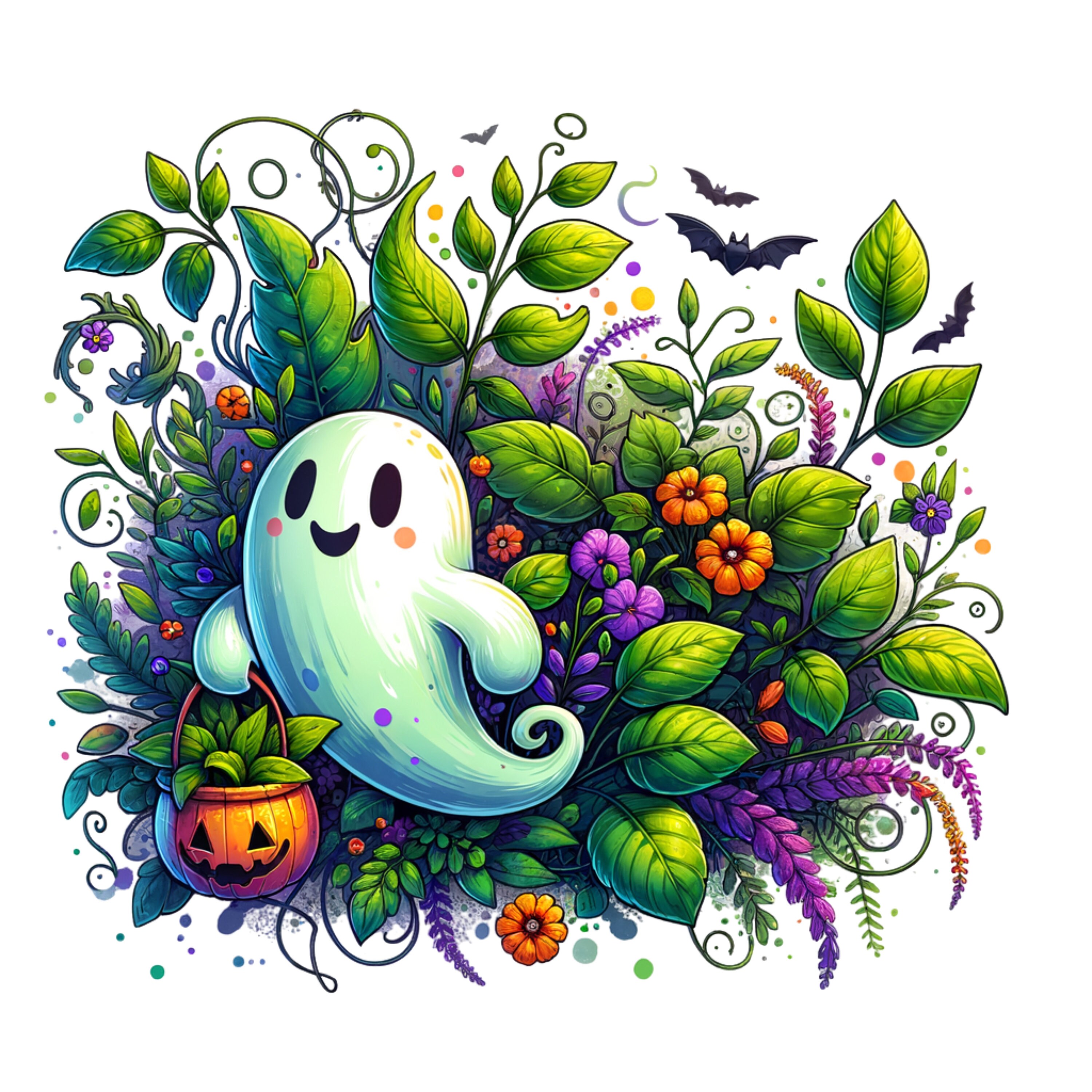Halloween Ghost Plant SVG PNG Clipart Potted Plant Sublimation Design ...