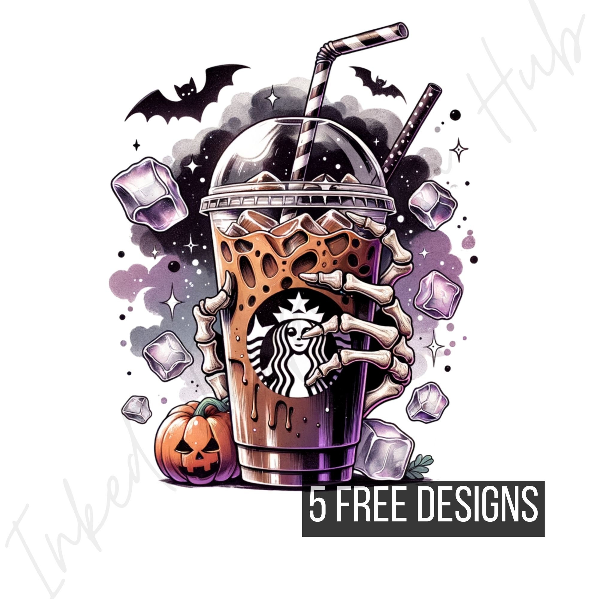 Spooky Season Iced Coffee Skeleton Shirt Sublimation Design Instant ...