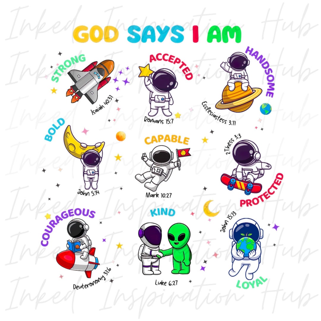 God Says I Am Astronaut Boy Affirmation PNG Christian Wall Art Shirt ...