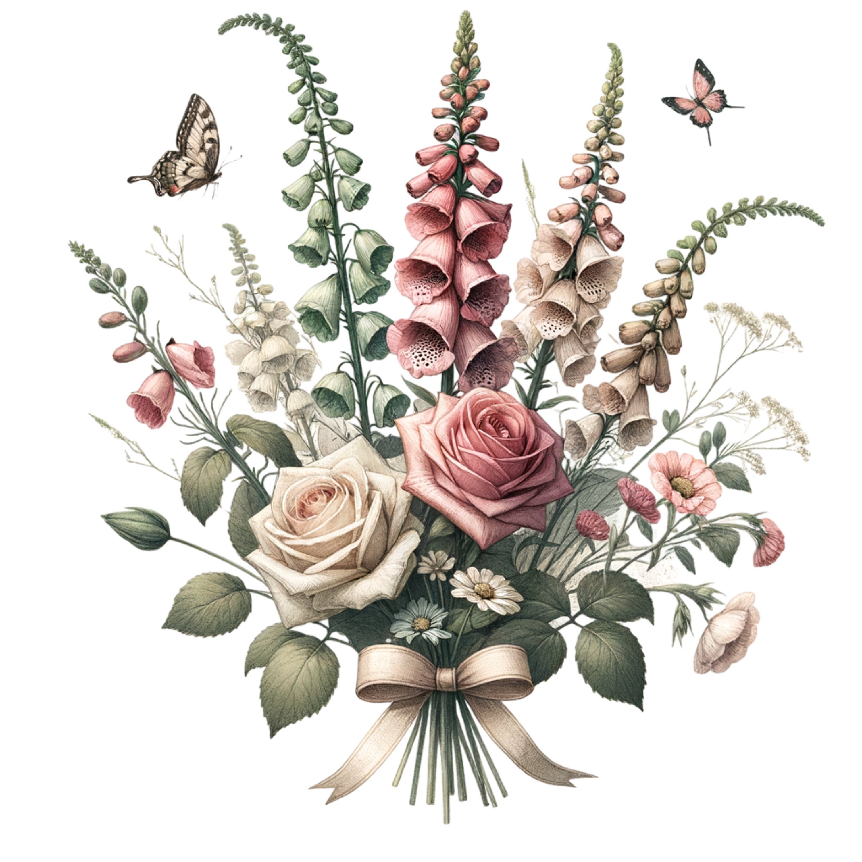 Cottagecore Floral Bouquet PNG Clipart Bundle 14PC Flower Market SVG ...